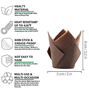 Anaeat Tulip Cupcake Liners Pack of 100, Paper Baking Cups & Muffin Liners Holders - Grease Resistant Cupcake Wrappers for Birthday, Party, Wedding, Christmas