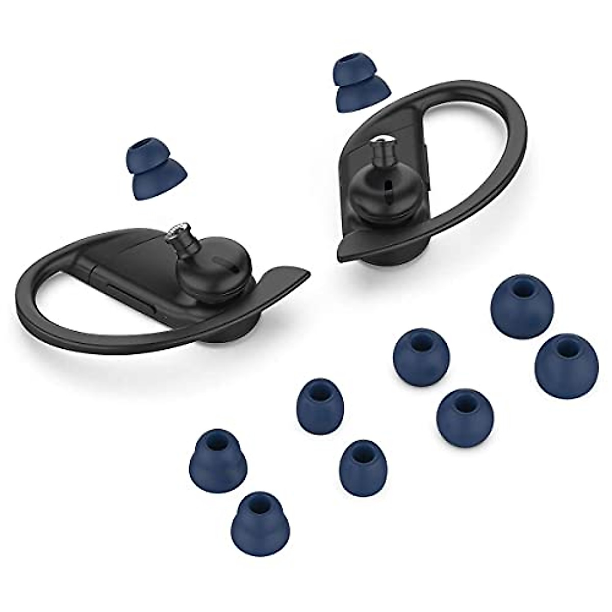 Atneway Replacement Silicone Earbuds Ear Tips Eargels Buds Set Compatible with Beats by Dr. Dre Powerbeats Pro Wireless in-Ear Earphones (4 Pairs/Navy Blue),large