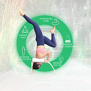 THUNDESK Yoga Inversion Bench,Yoga Headstand Prop,Upside Down Chair for Balance Training, Core Strength Building,Yoga,Pilates Chair (White)
