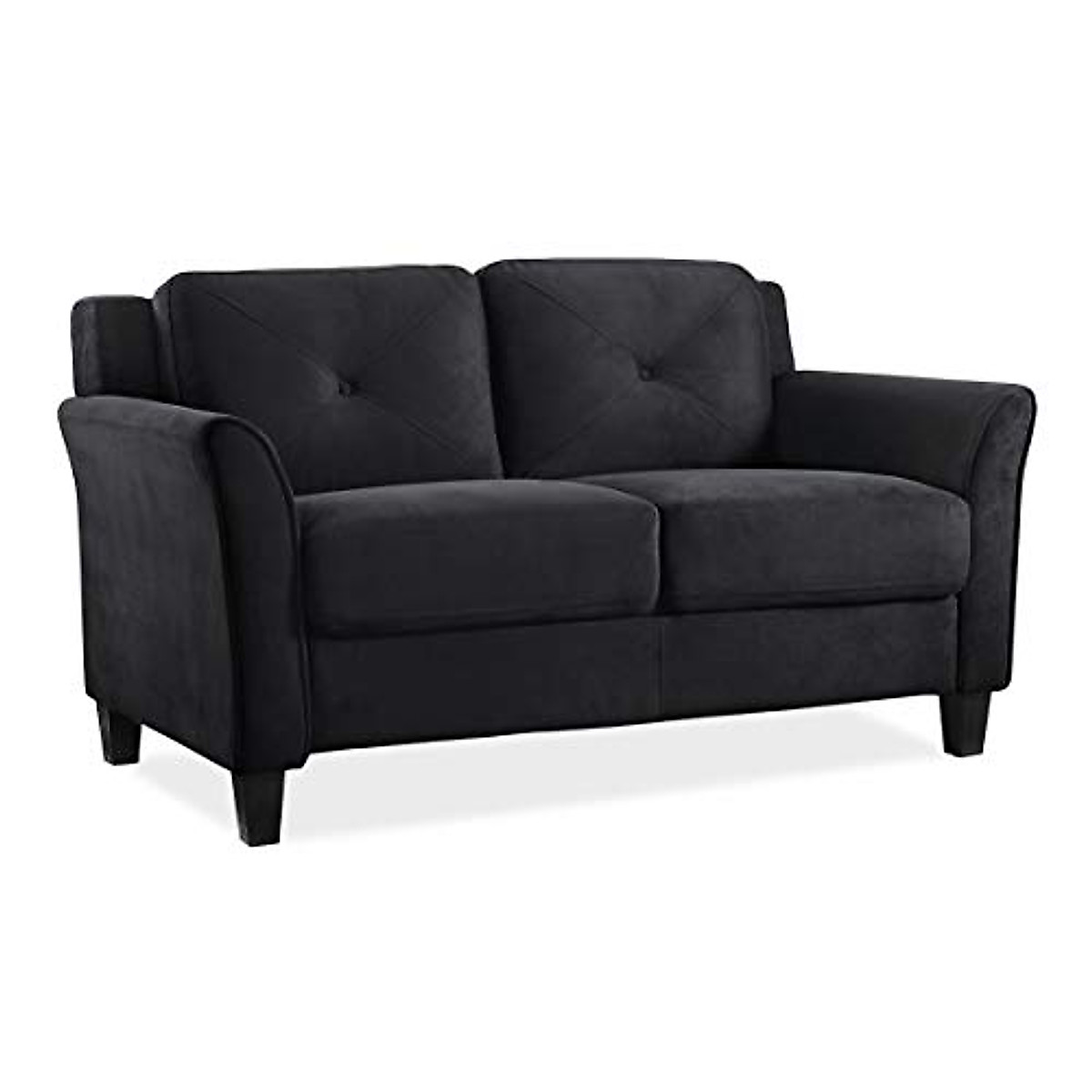 LifeStyle Solutions Grayson Love Seats, 57.87"x32"x32.68", Black & Lifestyle Solutions HRFKS3BK Grayson Sofa, 78.7" W x 31.5" D x 32.7" H, Black