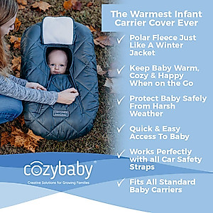 Cozy Cover Premium Infant Car Seat Cover (Charcoal) with Polar Fleece - The Industry Leading Infant Carrier Cover Trusted by Over 6 Million Moms for Keeping Your Baby Warm
