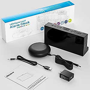 Extra Loud Dual Alarm Clock with Vibration for Bedroom,Extreme Bed Shaker Alarm Clock for Deep Sleeper Hard of Hearing Deaf,7" Clear LED Display,USB Port,Battery Backup,Easy to Set for Senior,Kids,DST