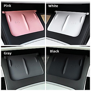 HNCYHX Center Console Wireless Charging Mat for Tesla Model 3 Model Y 2021-2023 ，Carbon Fiber Pattern Wireless Charging Silica Gel Mat Decoration Interior Car Accessories (White)