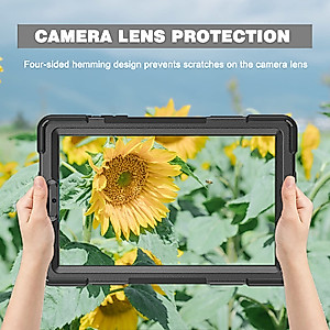 KIQ Shield for Samsung Galaxy Tab A7 Lite Case w/Screen Protector Rotating Hand Strap Kickstand Samsung Galaxy Tab A7 Lite 8.7 Case Kid Proof 2021 SM-T220 T225 T227 - Black