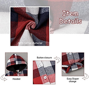 Fuermos Newborn Infant Baby Boy Clothes Plaid Button Long Sleeve Hoodies Romper+ Mama's and Boy Pants Outfits Set