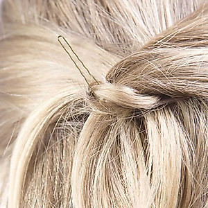 300 Bun Hair Bobby Pins U Shaped Pin with Box Hair Grips to Clip Ballet Hair Net for Women 6 CM/2.3 inch Golden
