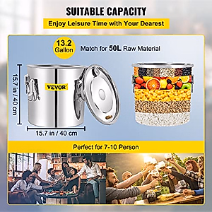 VEVOR Alcohol Still, 13.2Gal / 50L Stainless Steel Water Alcohol Distiller Copper Tube Home Brewing Kit Build-in Thermometer for DIY Whisky Wine Brandy, Silver