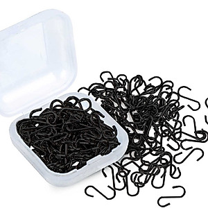 Shappy 200 Pieces 0.55 Inch Mini S Hooks Connectors Metal S Shaped Hooks Wire Hanging Hangers with Storage Box for DIY Crafts Hanging Jewelry Key Chain Tags (Black)