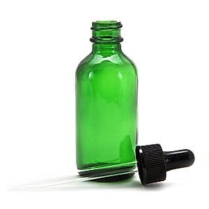Vivaplex, 12, Green, 2 oz Glass Bottles, With Glass Eye Droppers