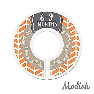 Modish Labels Baby Clothes Size Dividers, Baby Closet Organizers, Closet Size Dividers, Baby Closet Organizers, Clothes Organizer, Neutral, Boy, Woodland, Arrows, Nordic, Boho, Tan, Orange (Baby)