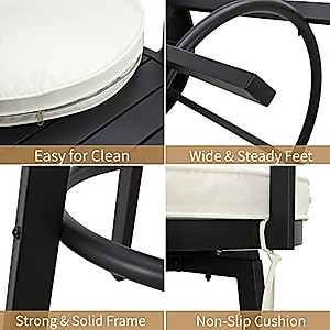 PatioFestival Patio Swivel Bar Stools Set of 2,Outdoor High Bistro Stools&Bar Chairs with Curved Backrese,Morden Cushioned All-Weather Bar Dining Chair Patio Furniture for Deck Lawn Garden