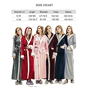 Artfasion Women Robes Long Soft Hooded Bathrobes Sleepwear Winter Warm Ladies Housecoat Gift Robe
