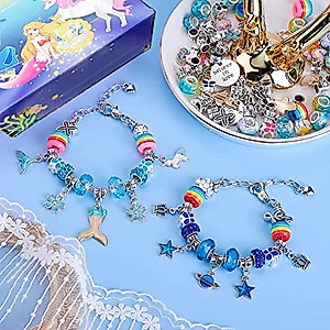 AIPRIDY Charm Bracelet Making Kit,DIY Craft for Girls, Unicorn Mermaid Crafts Gifts Set for Arts and Crafts for Girls Teens Ages 6-12 (150 Pieces)