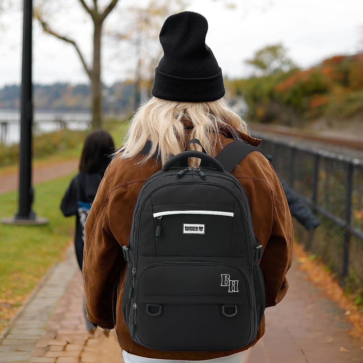 CAMTOP Laptop Backpack 15.6 Inch College Middle School BookBag Travel Backpacks Casual Daypacks (17 Inch,Black)