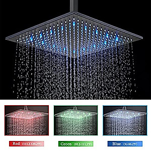 Body Jet Shower System 16 Inch LED Rain Shower Head Faucet with Thermostatic Mixer Valve and 6 Massage Body Sprays and Handheld Shower Combo Set Large Flow(Matte Black)