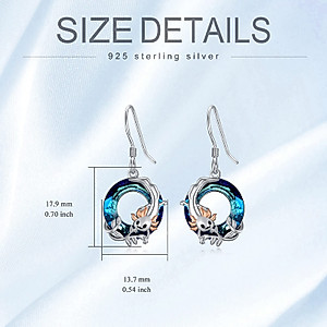 YAFEINI Axolotl Dangling Earrings 925 Sterling Silver Axolotl Blue Crystal Earrings Axolotl Jewelry Gifts for Women