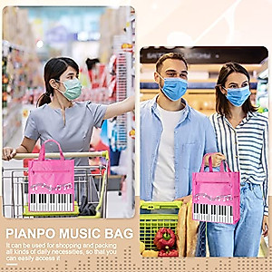 Cunno 2 Pcs Piano Keys Handbag Small Piano Music Bag Reusable Tote Bag Shoulder Shopping Bag Book Bag Tote for Piano Music Teacher Gifts