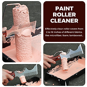 PinStone 8-In-1 Painters Tool, Paint Brush Comb, Paint Roller Cleaner Tool, Stainless Steel Paint Scraper, Putty Knife, Paint Can Opener, Metal Paint Brush Comb and Roller Cleaning Tool