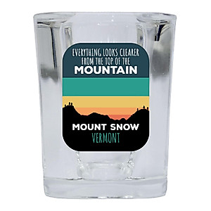 Mount Snow Vermont Ski Top of the Mountain 2 Ounce Liquor Shot Glass Square Base
