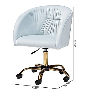 Baxton Studio Ravenna Office Chair, One Size, Aqua/Gold