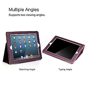 RUBAN Folio Case for iPad 4th Generation/iPad 3rd Gen (2012 Model), iPad 2 (2011 Model) 9.7 inch Tablet - [Corner Protection] Slim Fit Smart Stand Protective Cover Auto Sleep/Wake, Purple