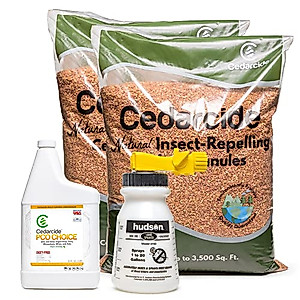 Cedarcide Outdoor Lawn and Garden Kit (Medium) Includes PCO Choice Cedar Oil Bug Killing Concentrate Quart and Insect Repelling Granules Kills and Repels Fleas, Ants, Mites, & Mosquitoes