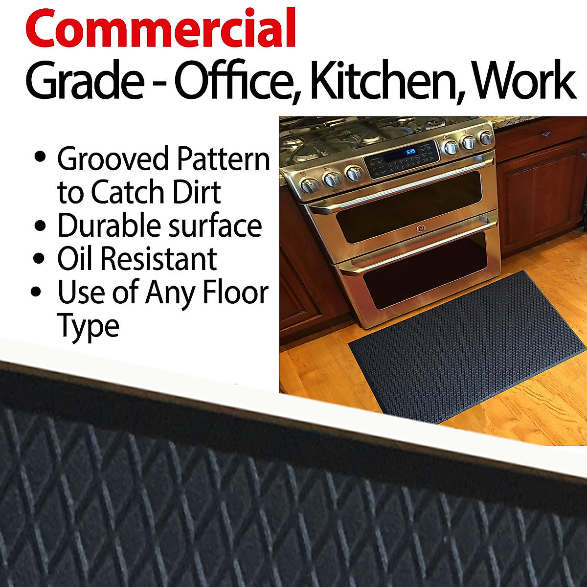 iPrimio Anti Fatigue Standing Mat, 1-inch Thick - Air Soft Ergonomic, Kitchen Sink Mat, Cushioned & Non-Slip Mats, for Standing Desk & Floor Comfort (36"x24")