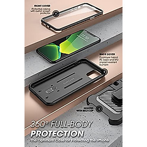 SUPCASE Unicorn Beetle Pro Series Case Designed for iPhone 11 6.1 Inch (2019 Release), Built-In Screen Protector Full-Body Rugged Holster Case (Black)