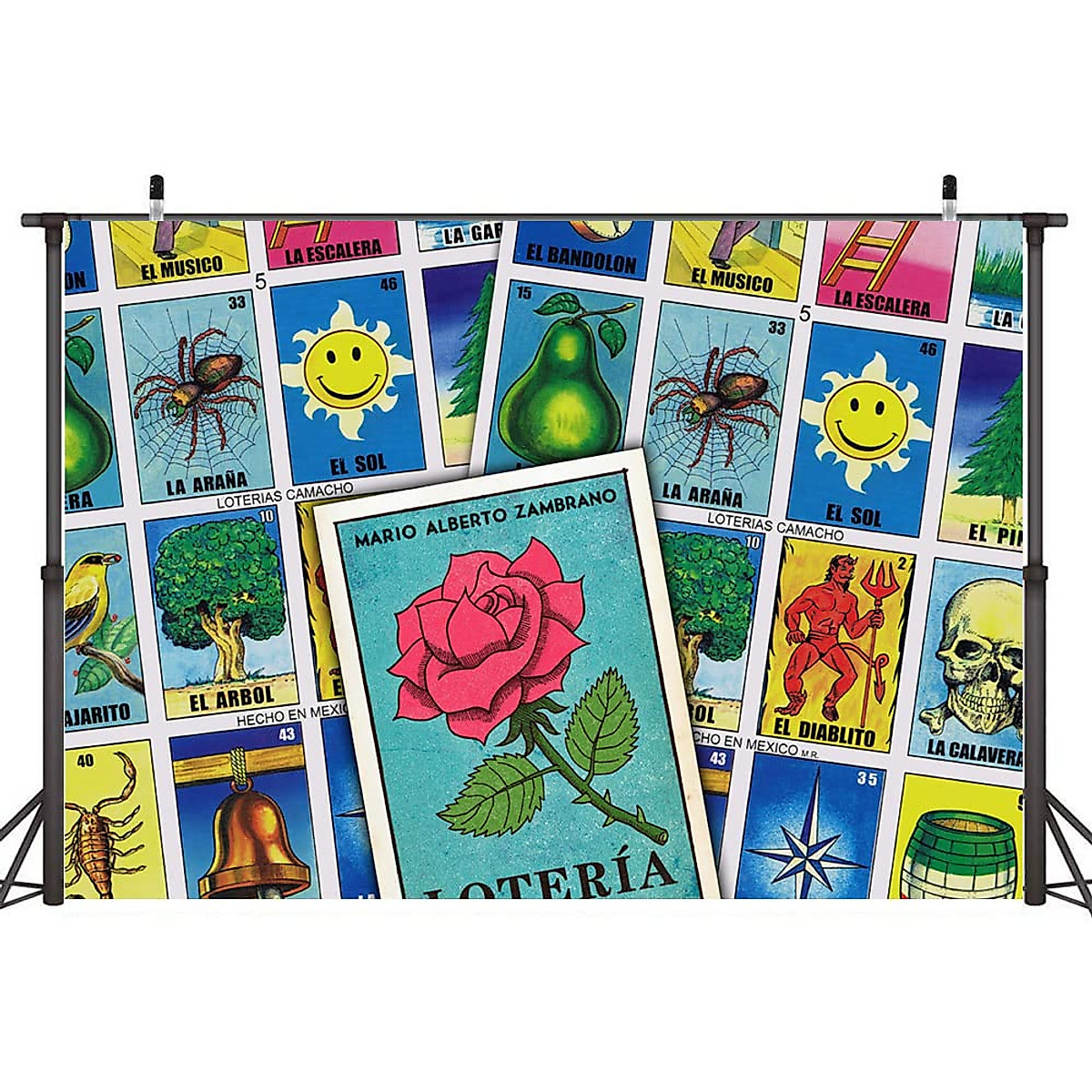 Ticuenicoa 7×5ft Mexico Loteria Card Backdrop Mexican Theme Party Lotería Cards Photography Backdrop for Adult Portrait Kids Birthday Party Supplies Fiesta Decorations Room Wall Decor Photoshoot