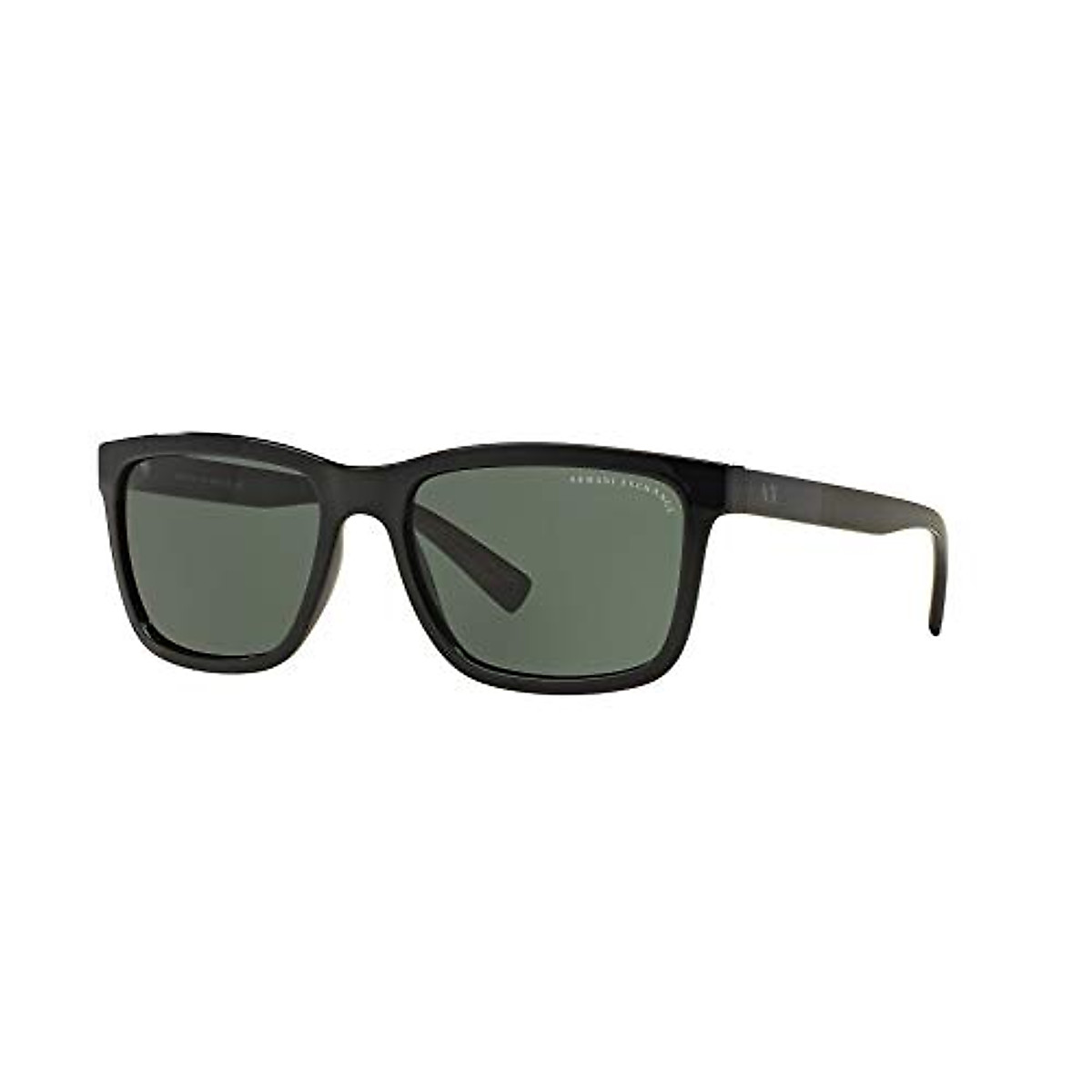 A|X ARMANI EXCHANGE Men's AX4045S Rectangular Sunglasses, Shiny Black/Green, 56 mm