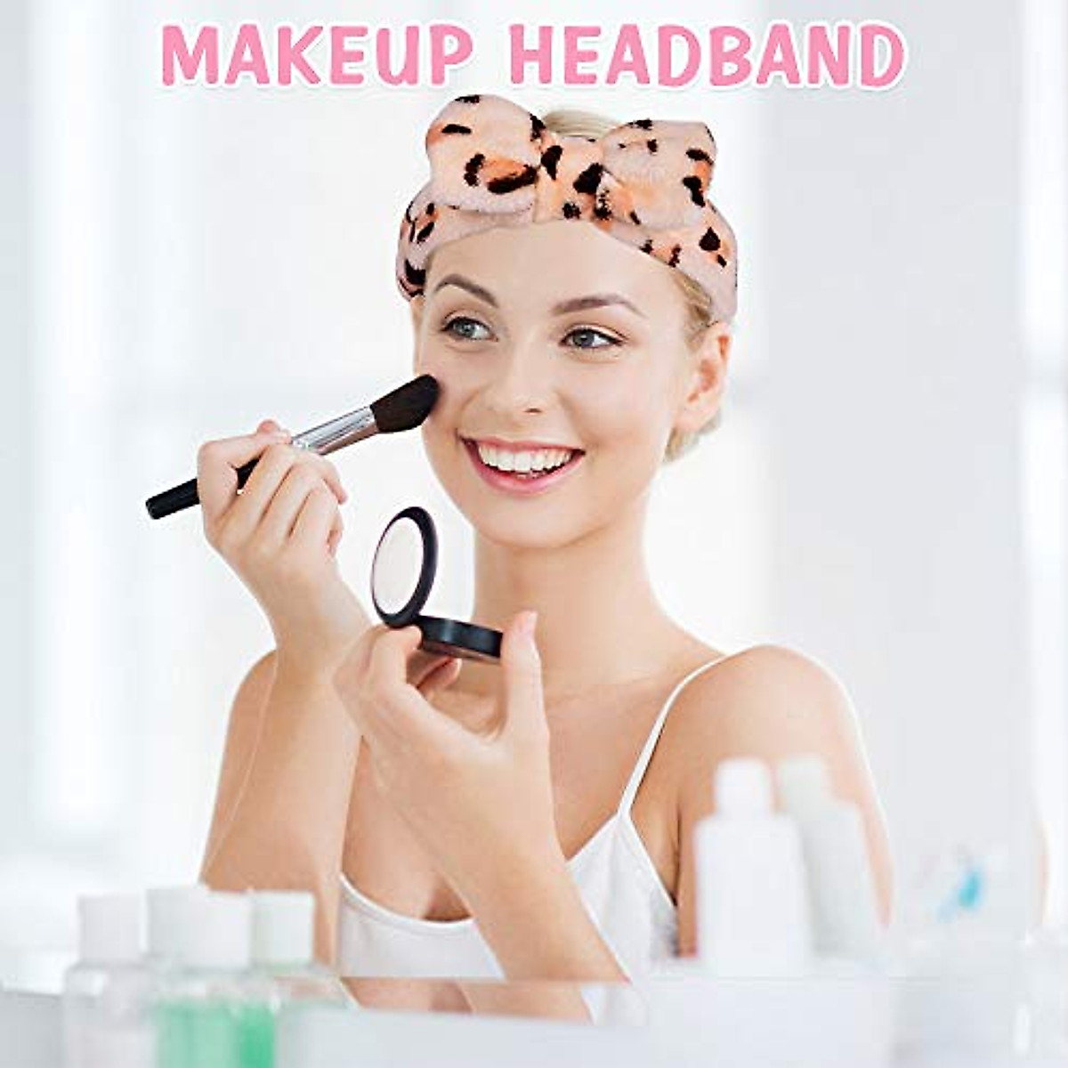 UMIKU 8 Pack Spa Headband for Women, Facial Makeup Headband Soft Coral Fleece Cosmetic Headband for Women Girls Bow Hair Band Head Wraps for Washing Face Mask Spa Shower Gifts