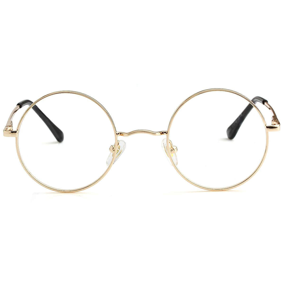 Kursan Small Round Clear Lens Glasses Non Prescription Circle Metal Frame Eyewear (Gold)