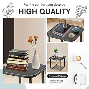 Incbruce Patio 3 Pieces Rocking Bistro Set, Textilene Outdoor Furniture Set with 2PCS Rocking Chair & Glass Coffee Table, Classic Black