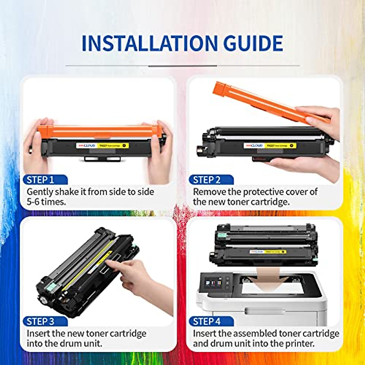 INKCLOUD TN-227BK/C/M/Y Compatible Toner Cartridge Replacement for Brother TN227 TN223 Work with HL-L3290CDW MFC-L3770CDW MFC-L3750CDW HL-L3270CDW HL-L3210CW Printer (Black Cyan Magenta Yellow 4 Pack)