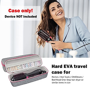 ProCase Hard Travel Case Compatible for Revlon One-Step Hair Dryer/Volumizer/Styler, EVA Carrying Case with Velvet Bag Cover for Hot Tools, OMOteam, Bed Head Air Brush Blow Dryer -Grey