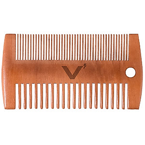 Volt Twin Beard and Mustache Comb for Men - All Natural Pearwood - Double-Sided Travel Size Pocket Comb for Detangling and Styling Beard - Men's Grooming Products