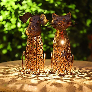 Cat and Dog Solar Garden Decor LED Lights, Nature's porter Outdoor Lights for Yard Patio Lawn Landscape Pathway Decorations, Wonderful Gift for Friends