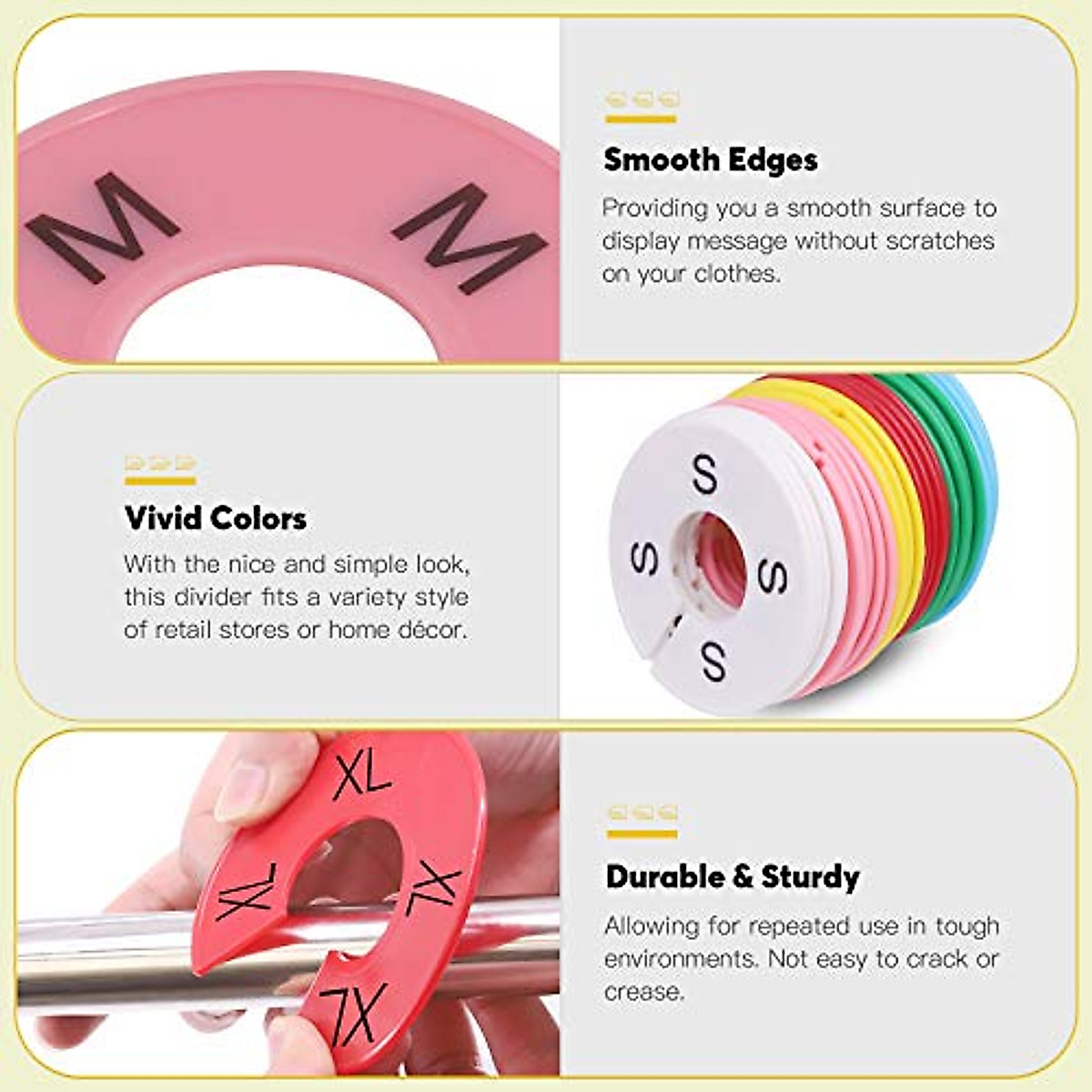 Mardatt 236Pcs Hanger Size Markers and Clothing Size Dividers for Clothes Rack Assortment Kit Including 200Pcs Hanger Size Markers 30Pcs Round Dividers 5Pcs Markers and Adhesive Labels