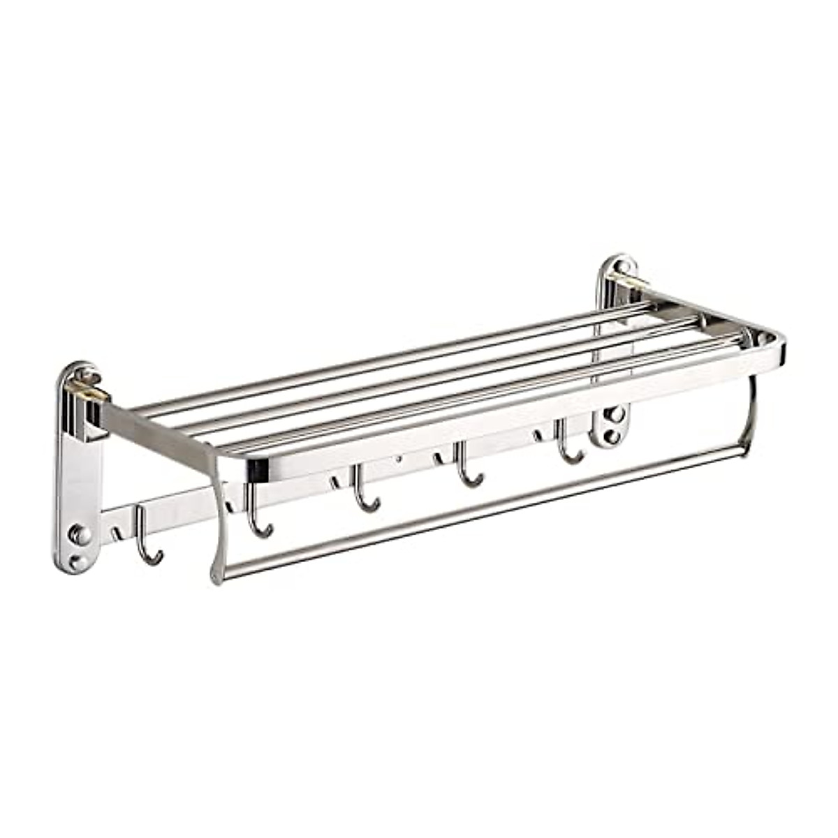 Metal Storage Shelves Wall Mounted with Hooks Durable Stable Towel Bar Organizer Stand Holder for Dormitory Household Bathroom Hotel Kitchen, S