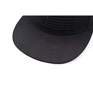 Uphily Black USA American Flag Flat Brim Bill Hat High Profile Patriotic Snapback Baseball Cap for Men or Women