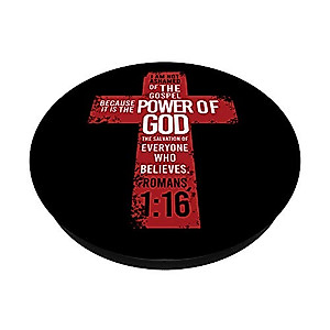Romans 1:16 Bible Verse Religion Jesus Cross Christian Gift PopSockets PopGrip: Swappable Grip for Phones & Tablets