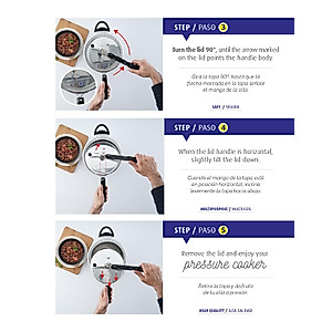 Universal 6.3 Quart / 6 Liter Pressure Cooker, 7 Servings, Pressure Canner With Multiple Safety Systems and Heat Resistant Handles For Can, Soup, Meat, Beans