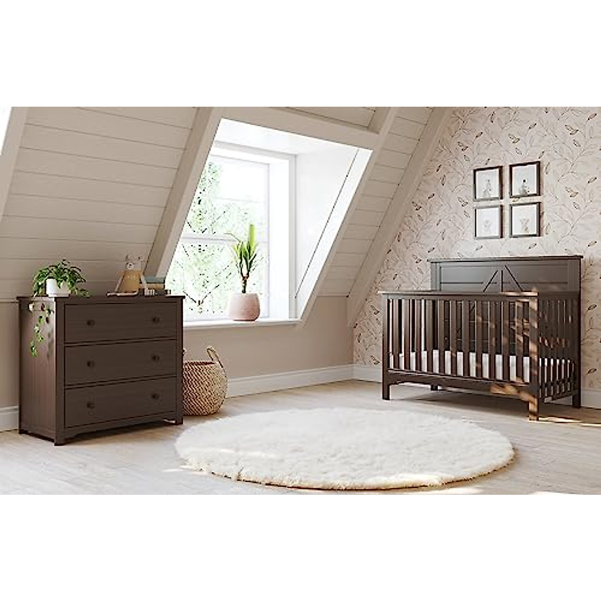 Forever Eclectic Woodland 4-in-1 Convertible Baby Crib, Brushed Truffle
