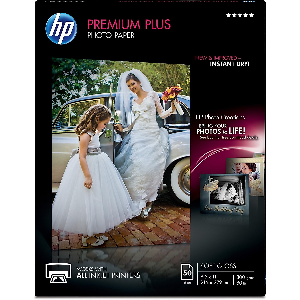HP Premium Plus Photo Paper, Satin, 8.5x11 in, 50 sheets (CR667A)