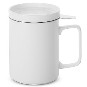 BTaT- Tea Cup with Lid, Tea Infuser Cup, 500ml 16oz Mug (White), Tea Cup with Stainless Steel Filter, Tea Cup with Infuser, Tea Mugs with Infuser and Lid, Tea Gifts for Tea Lovers, Tea Infuser Mug