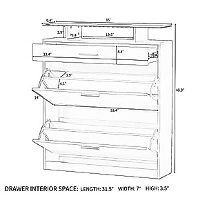 Polibi Shoe Storage Cabinet with 2 Large Flip Drawers and Temper Glass Shelves, Free Standing Shoe Rack Modern Shoe Organizer with LED Lights for Living Room, Bedroom, Entryway, Black