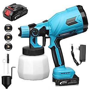 CypherCore Cordless Paint Sprayer with Battery 21V, 700W Electric Paint Gun with 1000ML Container & 3 Copper Nozzles, Power Wireless Spray Gun for House Painting Furniture Cabinets