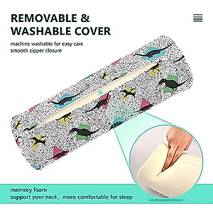 Vnurnrn Cute Dinosaurs Neck Support Pillow Round Neck Roll Bolster Cylinder Pillow Cervical Pillows Leg Pillow for Leg Knee Back Head Support for Camp Study Work Men