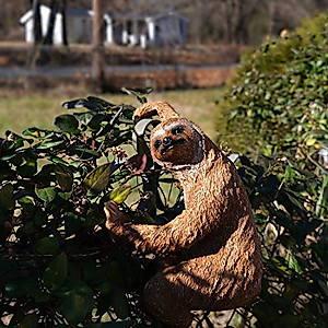 BELLA HAUS DESIGN Sloth Fence Hanger - Outdoor Hanging Sloth Statue- Detailed Garden Decor for Wall, Patio, Porch, Fence, Window