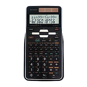 Sharp EL-506TSBBW 12-Digit Engineering/Scientific Calculator with Protective Hard Cover, Battery and Solar Hybrid Powered LCD Display, Great for Students and Professionals, Black